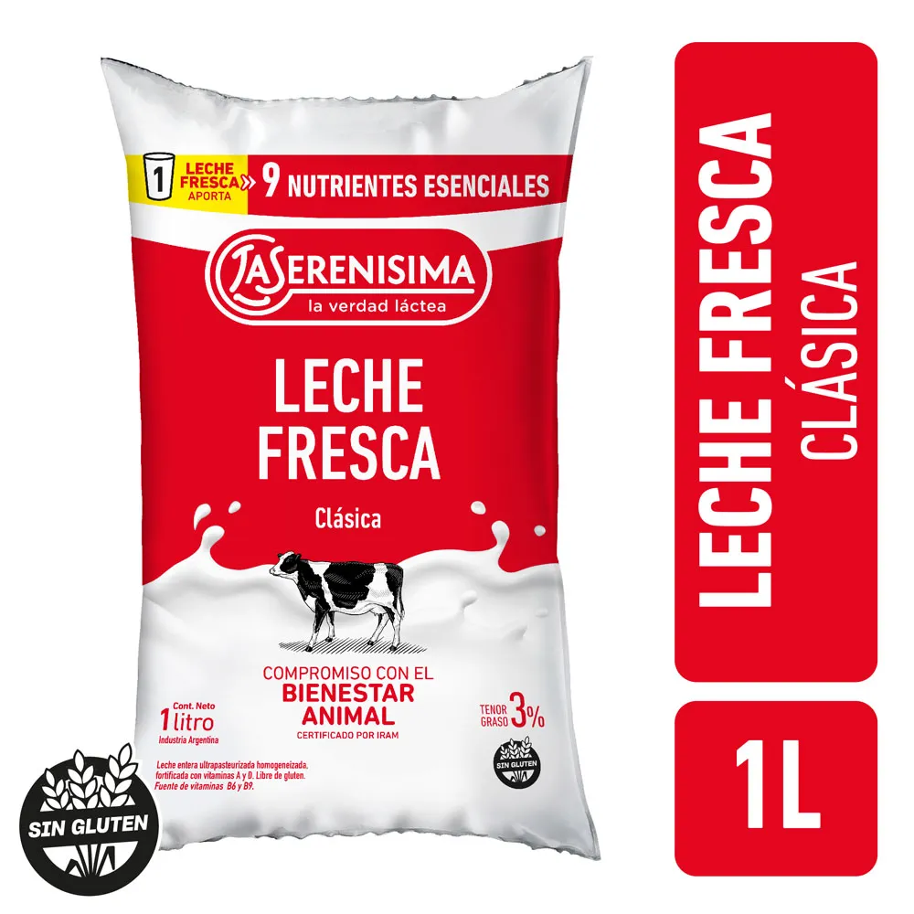 LECHE ENTERA SERENISIMA 3% SACHET 1L | Almacen ABASTO